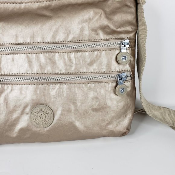 Kipling | Bags | Kipling Crossbody Travel Bag Shimmery Gold Fabric ...